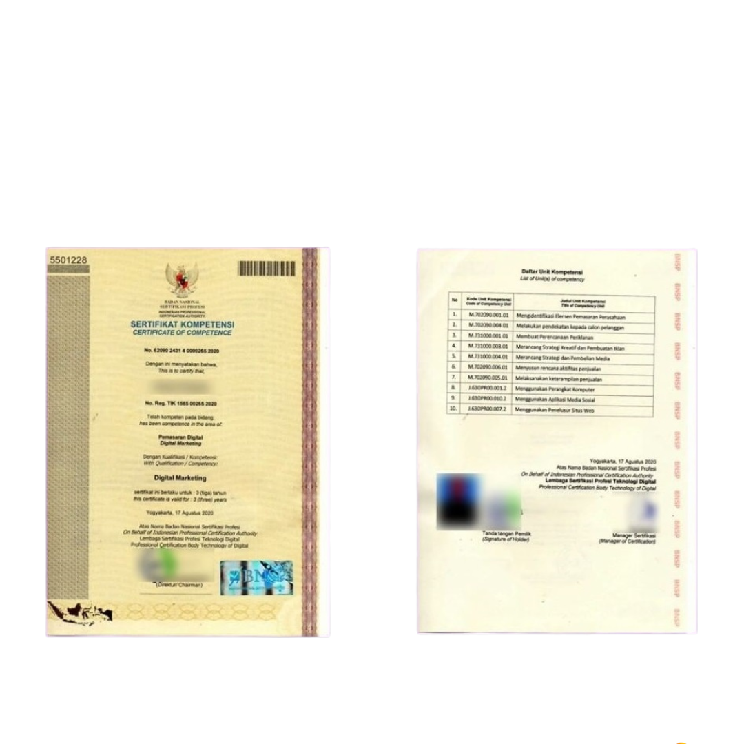 Contoh Sertifikat BNSP: Biar Kamu Gak Penasaran! - Artikel | Kompetensiku – Pelatihan dan ...